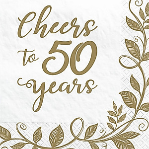 Martha's Goat 50th Anniversary Party Supplies | Bundle Includes Paper Dessert Plates and Napkins for 16 People