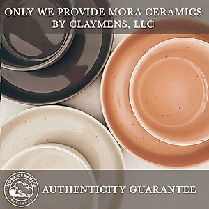 Mora Ceramic Flat Pasta Bowl Set of 4-35oz, Microwave Safe Plate with High Edge - Modern Porcelain Dinnerware for Kitchen and Eating, Large Wide Bowls/Plates for Serving Dinner, Salad, etc- Vanilla