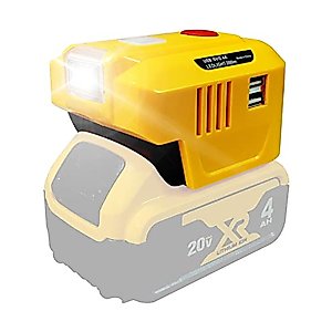 150W Power Inverter Generator Fit for Dewalt 18V 20V MAX XR Li-ion Battery, DC 20V to AC 110V-120V Portable Power Station with Dual USB Outlet and AC Outlet and 200LM LED Light Battery Inverter