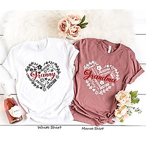 Famiheart Personalized Nickname Grandma and Kid Name Shirt, Grandma Shirt, Mimi Gigi Nanny Nonna Gift, T-Shirt Hoodie S-4XL