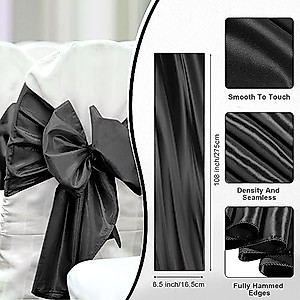 Lounsweer 50 Pcs Stretch Spandex Folding Chair Cover and Satin Chair Sashes Bows Chair Slipcovers Chair Ribbon Bows Washable Chair Cover Protector for Wedding Banquet Party (White, Black)