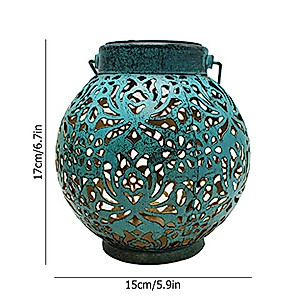 DJASM 2pcs Outdoor Waterproof Solar Lamp Led Hanging Lantern Light for Home Garden Yard Pathway Retro Hollow Solar Powered Decoration Light