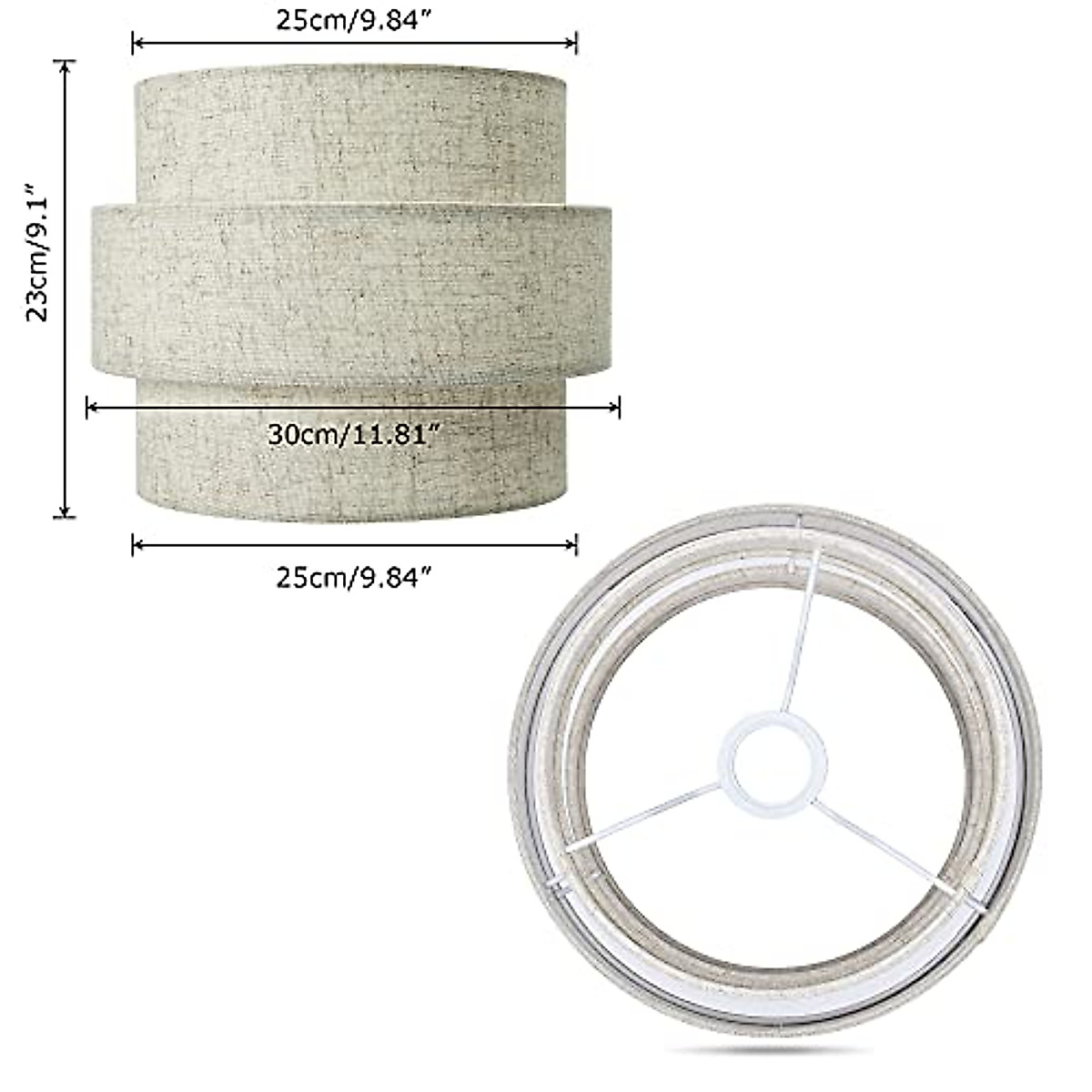 EDISLIVE 3-tier Drum Linen Lamp Shade for Pendant Lamp Floor Lamp Chandelier Replacement Shade Clip on Bulb Classic Round Lampshade Cover Only (Yellow)