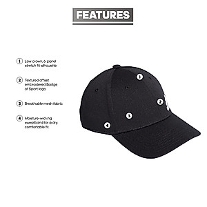 adidas Men's Release 2 Structured Stretch Fit Cap, Black/White, Large-X-Large