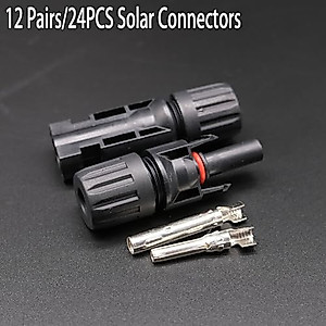 mznowsea 12 PCS Solar Connectors IP67 Waterproof 1000V 30A Male & Female Solar Panel Cable Connectors (12AWG-10AWG)
