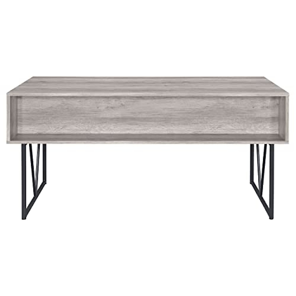 Coaster Home Furnishings Analiese Farmhouse 4 Drawer Home Office Writing Desk Black Metal Base Gray Driftwood