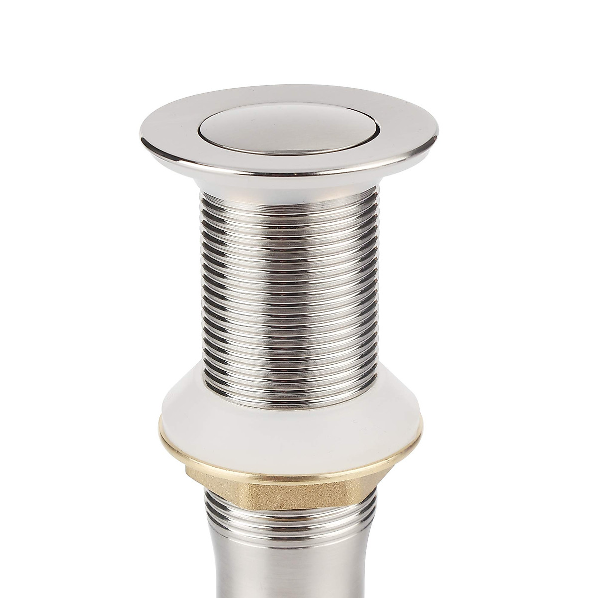 Bathroom Faucet Vessel Pop Up Sink Drain with Detachable Basket Stopper, Brushed Nickel Without Overflow