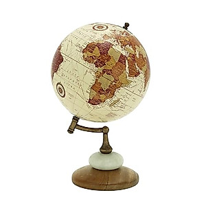 Deco 79 Contemporary Mango Wood Globe Globe, 8" x 8" x 14", Cream