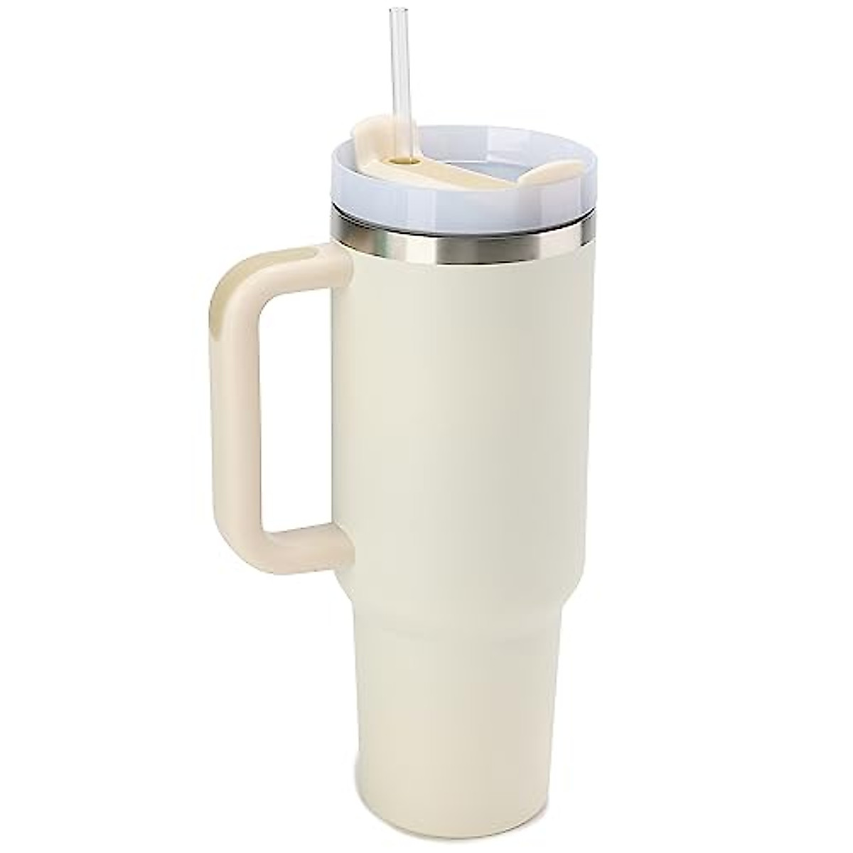 New Version 40oz Stainless Steel Vacuum Insulated Tumbler with Lid and Straw for Water, Smoothie and More, Iced Tea or Coffee (Cream)