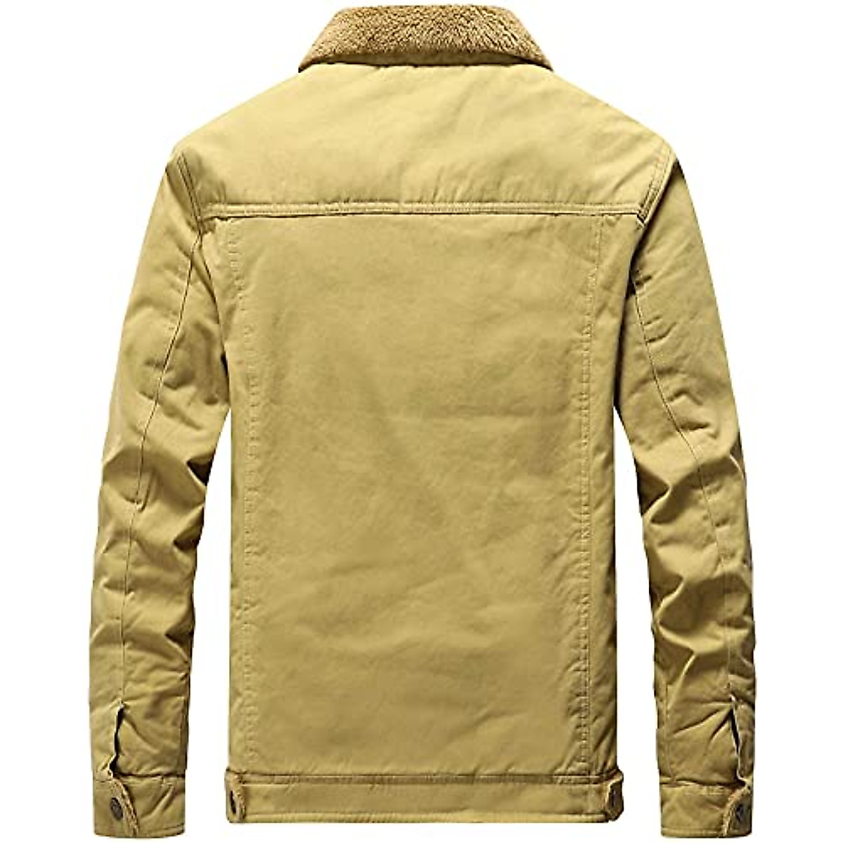 Vcansion Men's Classic Sherpa Trucker Jacket Windbreaker Stand Collar Fleece Coat Outerwear Warm Parka Army Green US L
