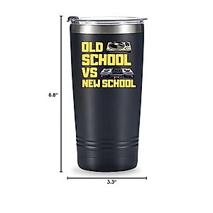 Onebttl DJ Gifts for Men, Women, Disc Jockey Gifts, DJ Tumbler, Old School New School, Gifts for Disco Lovers, Bar Lovers, Stainless Steel Tumbler 20OZ - Black, Manual