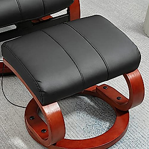 HOMCOM Recliner Chair with Ottoman, Electric Faux Leather Recliner with 10 Vibration Points and 5 Massage Mode, Reclining Chair with Remote Control, Swivel Wood Base and Side Pocket, Black