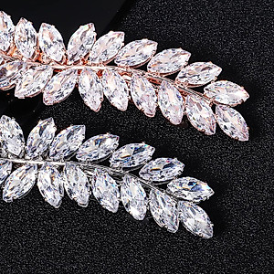 Xerling Rhinestone French Barrettes Hair Clip Automatic Hair Accessories Hair Spring Clips Leaf Design Zircon Hair Piece for Women