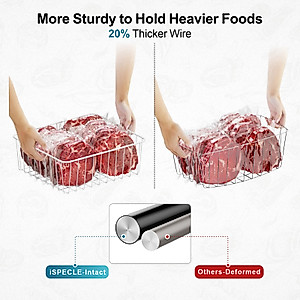 iSPECLE Freezer Organizer Bins - 4 Pack Small Freezer Bin for 5 / 6 / 6.5 / 6.8 / 7 cu.ft Standup Freezer Easy Get, Stop Food Fall out, Freezer Baskets for Upright Freezer Allow Air Circulation, White