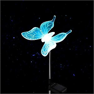 QIDEA Outdoor Solar Garden Stake Light - Color Changing Decorative LED Stake Lamp In-ground Landscaping Lighting for Garden Patio Yard Lawn Pathway Flower Bed Decor Decorations Figurine Butterfly