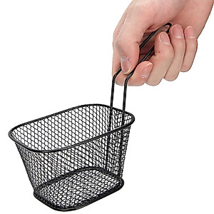 4Pcs Square Fry Basket, Stainless Steel French Fries Holder Fried Food Table Serving Net Strainer Kitchen Cooking Tools(Black)