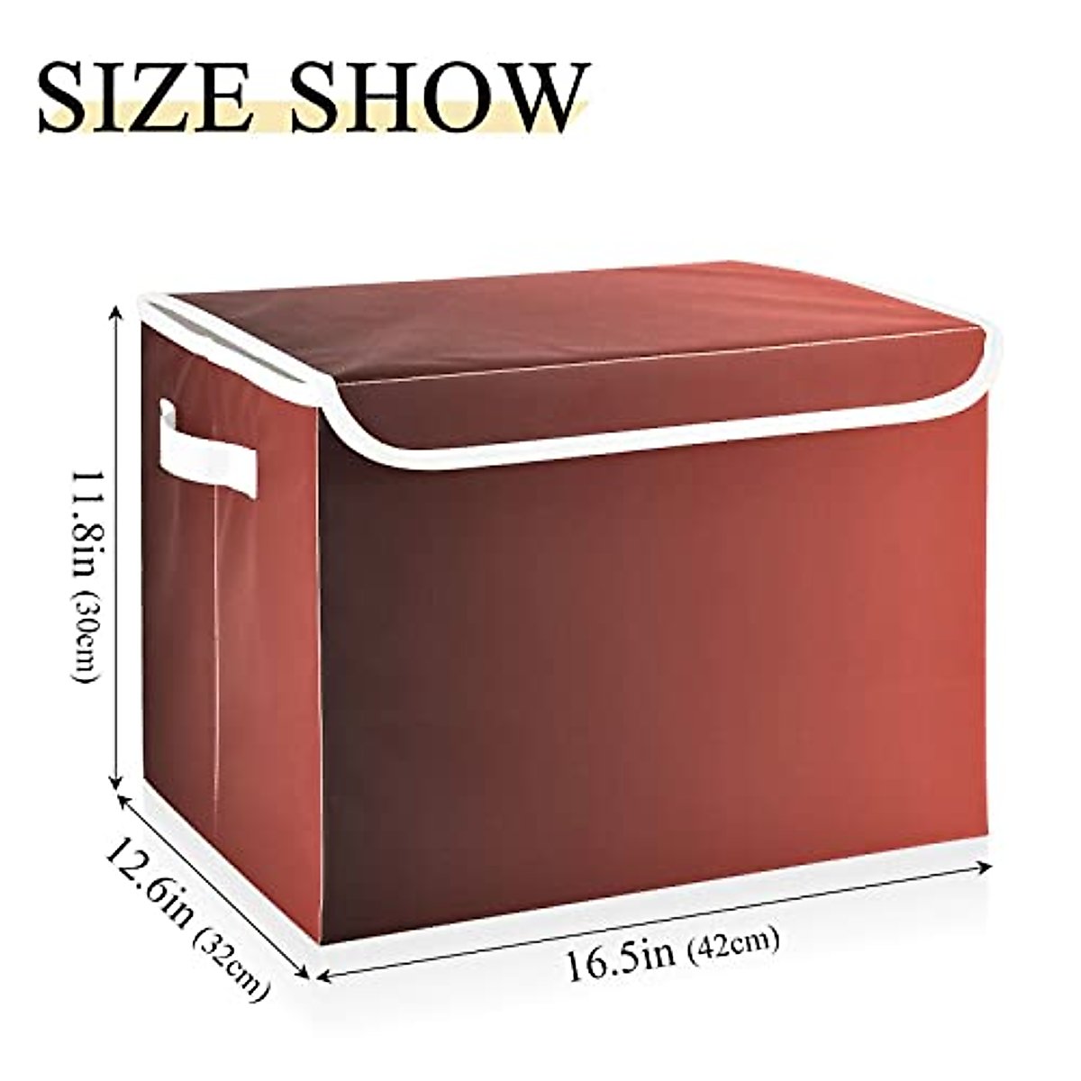 innewgogo Black Red Gradient Storage Bins with Lids for Organizing Foldable Storage Box With Lid with Handles Oxford Cloth Storage Cube Box for Toys