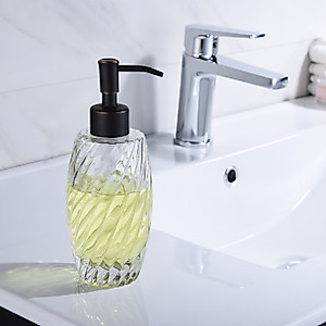 Delle Rosa Countertop Glass Soap Dispenser Oil Rubbed Bronze Clear Glass Bottle Dispenser for Kitchen, Bathroom Essential Oils, Lotions, Liquid Soaps