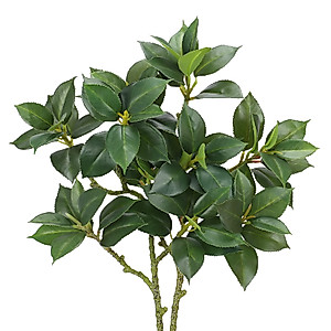 HO2NLE 2 PCS Artificial Shrubs Plants Real Touch Fake Green Leaves Stems Silk Greenery for Floral Arrangements Indoor Outdoor Table Centerpieces Garden Office Home Patio Yard