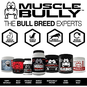 Muscle Bully Protein Supplement for Dogs - Supports Muscle Growth, Size and Recovery. Formulated for Bull Breeds (Pit Bulls, American Bullies, French Bulldogs & Bulldogs) (60 Servings)