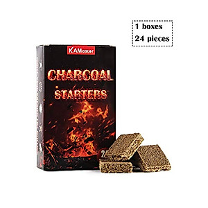 KAMaster 24 Squares Starter Blocks for Big Green Egg,Fire Starter Squares Waterproof Easy Fire Charcoal Starter Perfect for Barbecue Grills, BGE, Kamado Joe,Smokers, Wood Stove