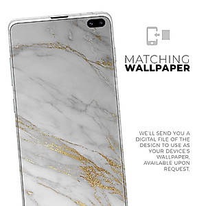 DesignSkinz Marble & Digital Gold Foil V4 Protective Vinyl Decal Wrap Skin Cover Compatible with The Samsung Galaxy S20 (Screen Trim & Back Glass Skin)