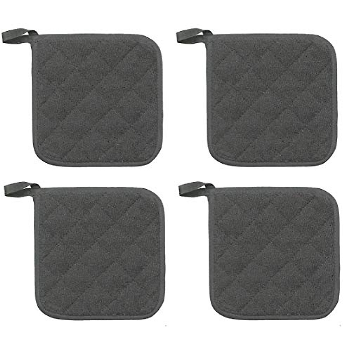 Cotton Pot Holders Cotton Made Machine Washable Heat Resistant Everyday Kitchen Basic Terry Pot Holder, Hot Pads, Trivet for Cooking and Baking Set of 4 (Grey)