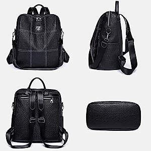 BONVEN Small Backpack for Women,Fashion Backpack Purse Faux Leather Shoulder Back Pack Bag Black