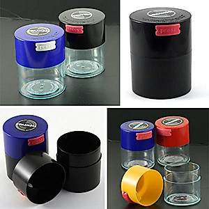 Tightvac - 1/2 oz to 3 ounce Airtight Multi-Use Vacuum Seal Portable Storage Container for Dry Goods, Food, and Herbs - Black Cap & Clear Body