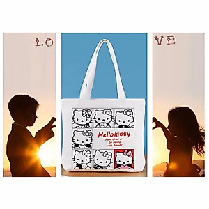 Reusable Kitty's Tote Canvas Bag For Women Cute Aesthetic Shopping Bag/Gym Bag/ Lunch Bag | Book Lovers Gifts, Medium