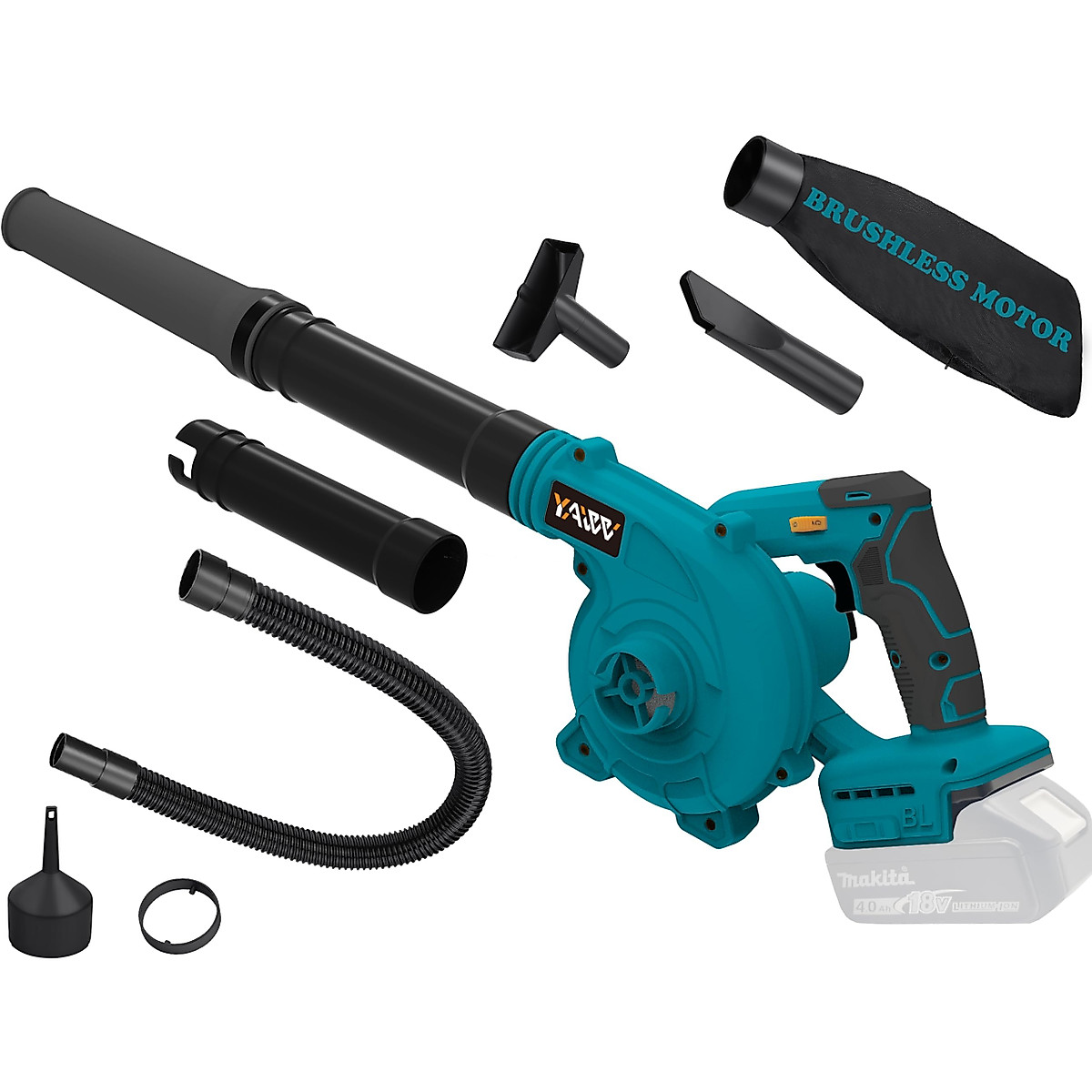 Cordless Leaf Blower for Makita 18V Battery,Electric Jobsite Air Blower with Brushless Motor,6 Variable Speed Up to 180MPH,2-in-1 Handle Electric Blower and Vacuum Cleaner(Battery Not Included)