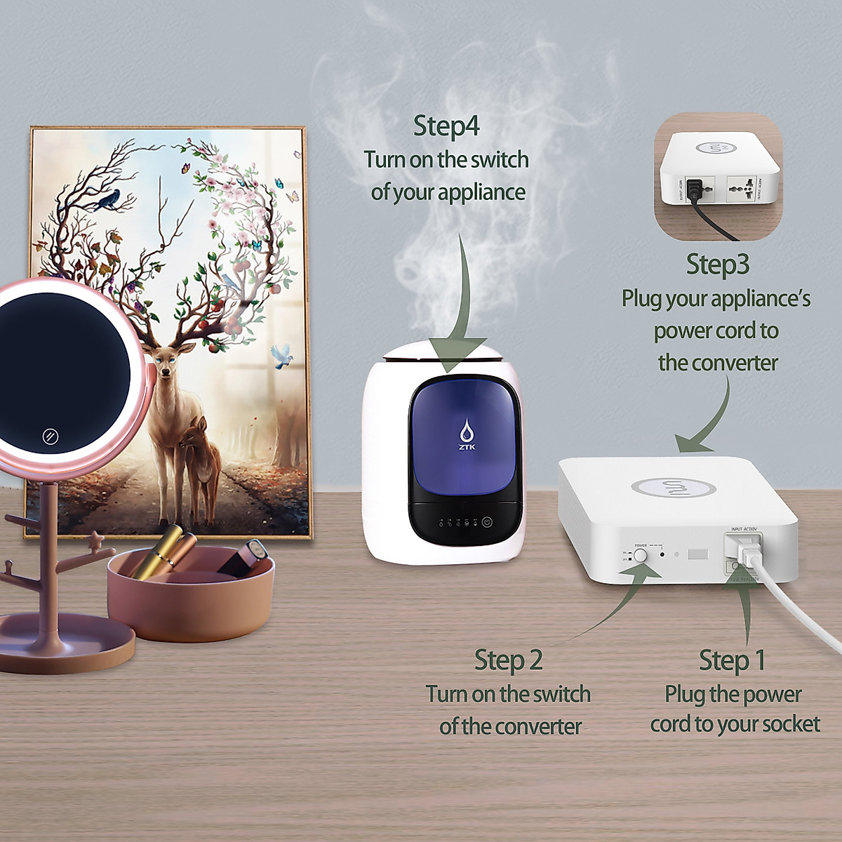 UMI 110V to 220V Step Up Voltage Converter 500W for Europe China Korea 220V-240V Appliances Use in US Canada Mexico -Circuit Breaker Protection and Overheating Overload Protection [3-Years Warranty]