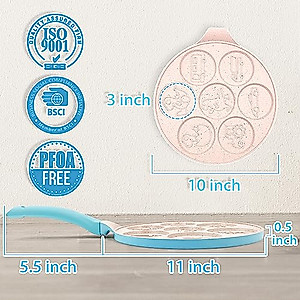 Mini Pancake Pan for Pancakes, Dinosaur Truck Waffle Maker Ceramic Pancake Griddle Crepe Maker Nonstick 7-Cup Pancake Mold for Kids