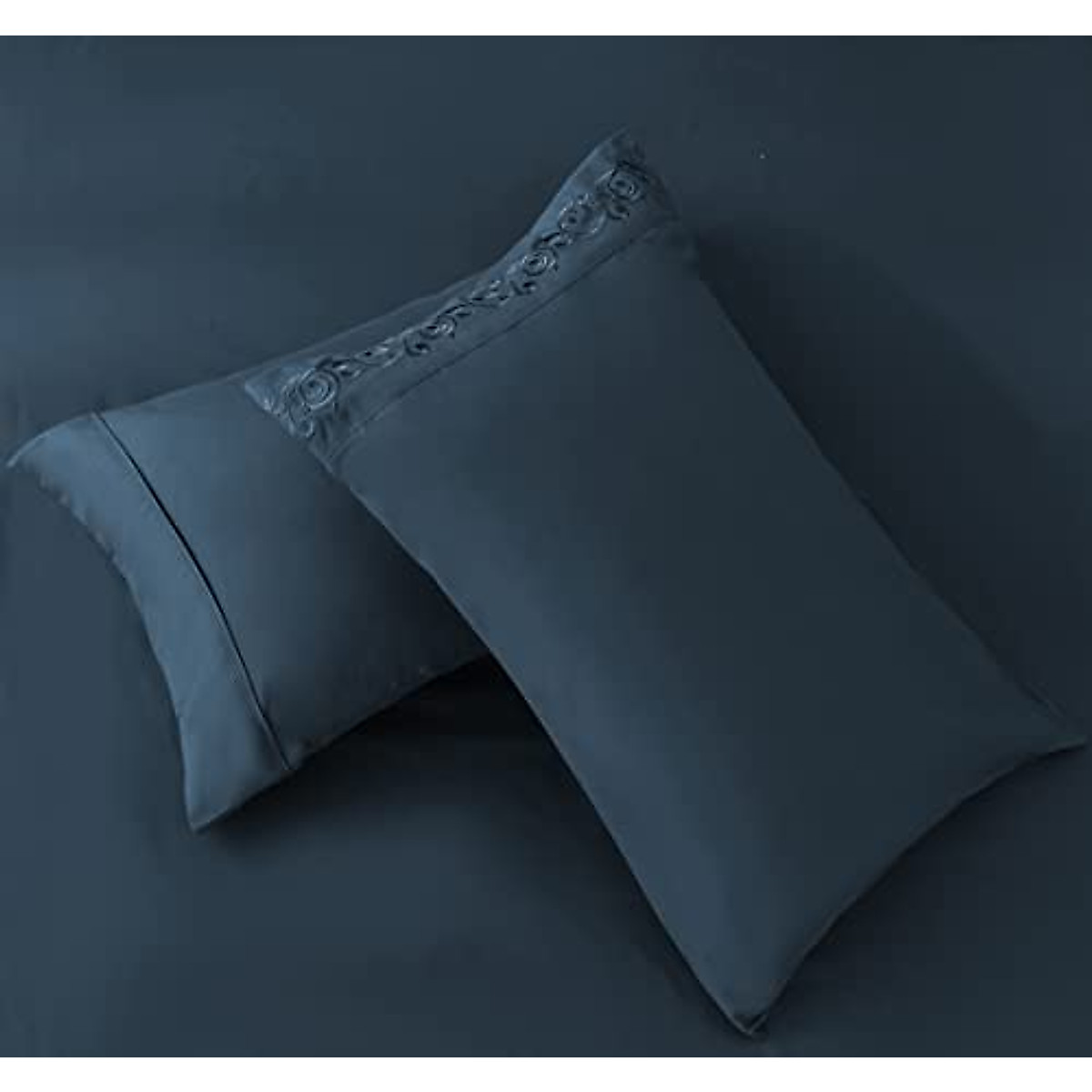 LONAVA Twin Size Sheets Set - 4 Piece Set Wrinkle Free Hotel Luxury Oeko-TEX Sheets and Pillowcases Set, Silky Soft Microfiber Bed Sheets, Breathable and Elastic, 16-Inch Deep Pockets, Navy Blue