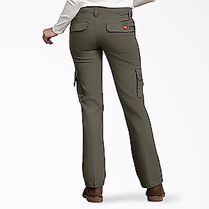 Dickies Women's Relaxed Fit Cargo Pants, Rinsed Grape Leaf Green, 10