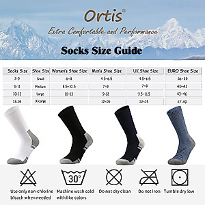 Ortis Men's Cotton Cushion Crew Socks Moisture Wicking Breathable Thick Warm Thermal for Athletic Heavy Duty Work Boot(BlackGrey L)