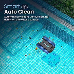 Betta SE Solar-Powered Robotic Automatic Pool Skimmer Cleaner with 30+ Hour Cleaning Battery, Pool Skimmer Anti-Stuck Foam Noodle, and Re-Engineered Twin SCT Motors (Blue)