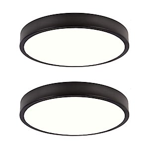 SOTTAE 2 Pack 9 Inch Modern Black Flush Mount LED Ceiling Light,Metal 3000K-5000K 20W Thin Round Ceiling Lamp,Surface Low Profile Ceiling Light for Bedroom Living Room Bathroom Entryway Kitchen
