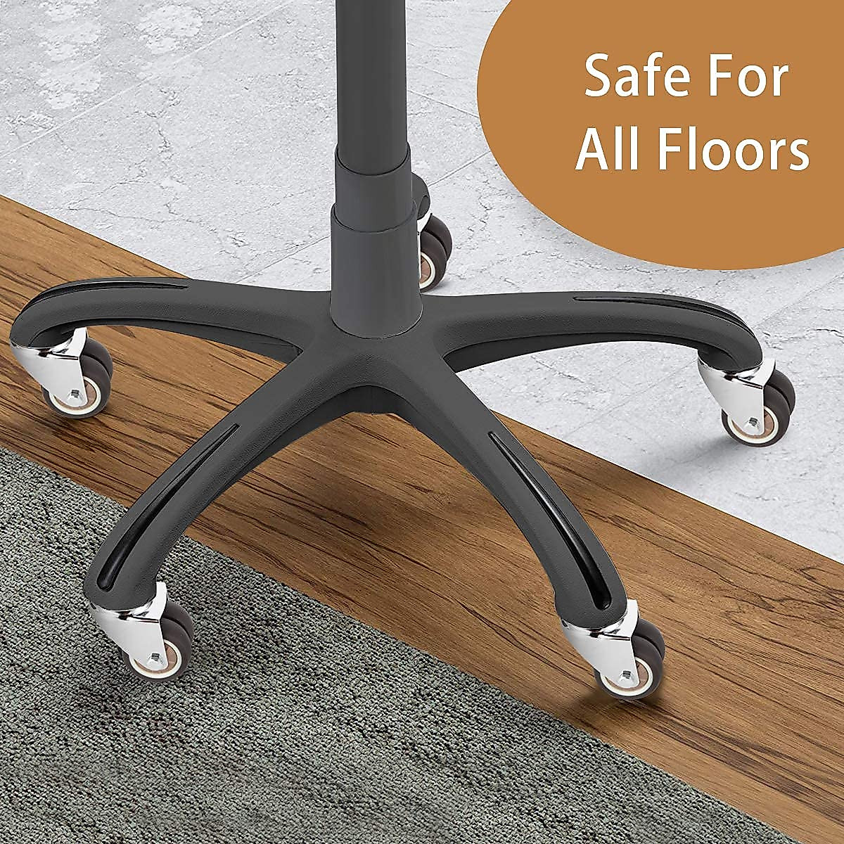 W B D WEIBIDA Office Chair Wheels Replacement, 2 Inch Dual Rubber Chair Caster Wheels, Smooth & Quite Casters for Hardwood Floor and Carpet, Universal Size Stem, Heavy Duty Load Up to 750 lbs,Set of 5