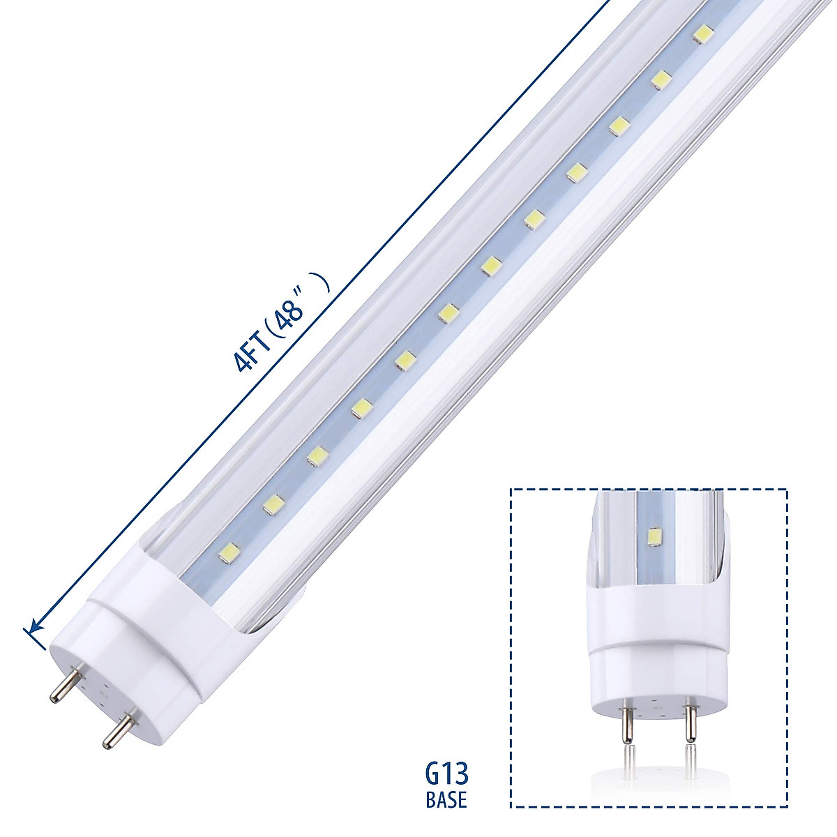 JOMITOP 4 Ft T8 LED Tube Light 22W G13 Base 5000K Daylight White,Ballast Bypass Required, Dual-End Powered, 60W Replacement LED Bulb Lights, 2640 Lumens, Clear Cover, AC 85-277V Pack of 4