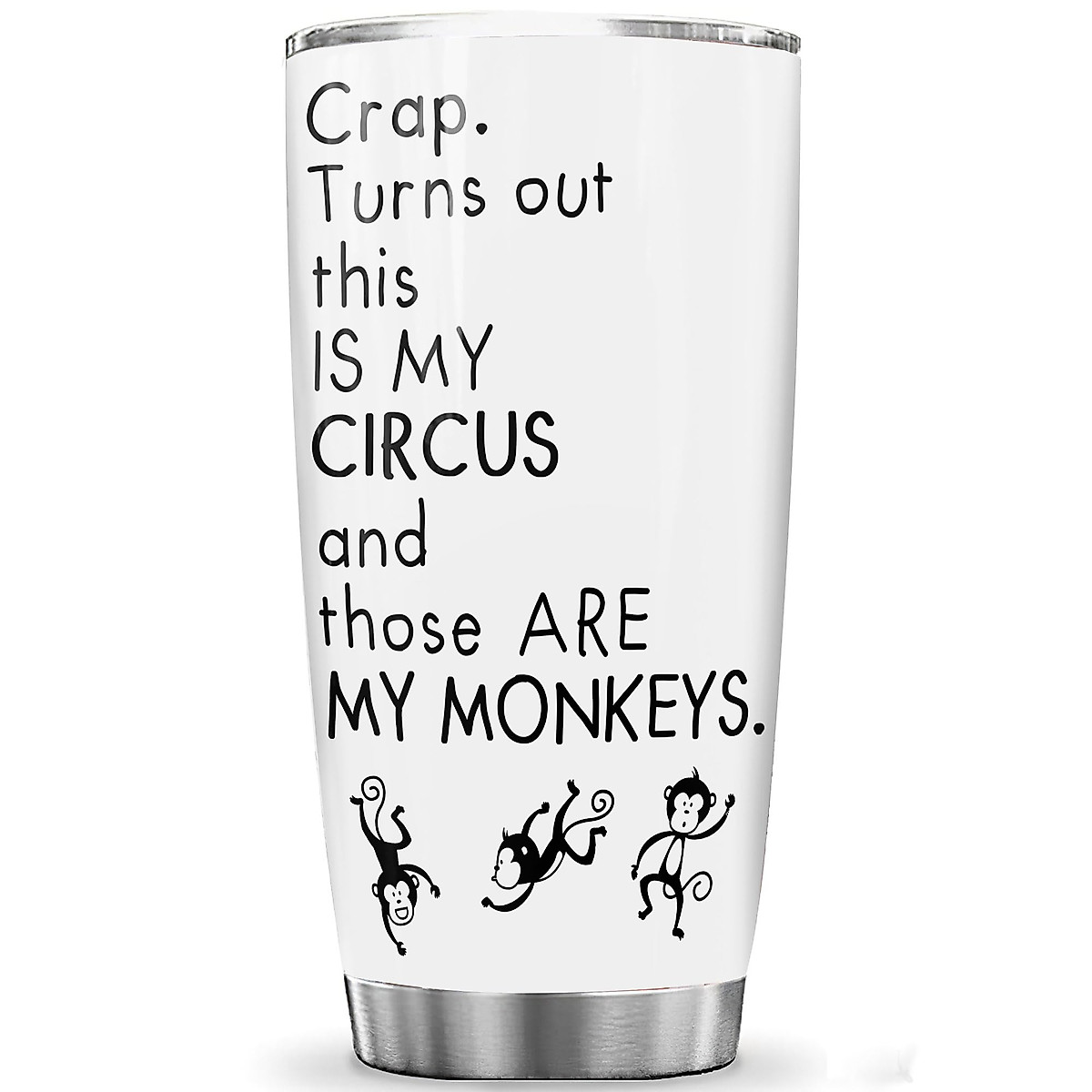 Crap. Turns Out This Is My Circus & These Are My Monkeys Funny Mothers Day Gifts for Mom, Mommy, Mother – Sarcastic Funny Mom Gifts from Daughter Son Funny Mom Tumbler With Lid 20oz Travel Coffee Mug