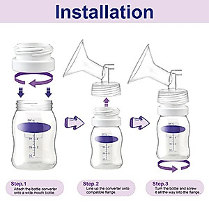 Maymom Bottle Thread Changer Compatible with Spectra 9 Plus Spectra S1 Spectra S2 Flange, Maymom Widemouth Flange, Avent Flange, Compatible with Lansinoh Bottle, Mam Bottle, Pigeon Bottle; 4pc/pk
