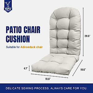 YEFU Adirondack Chair Cushion, Rocking Chair Cushions High Back, Thickened Patio Chair Pad for Indoor and Outdoor, 49x20x5 Inch, Light Gray, 2-Pack