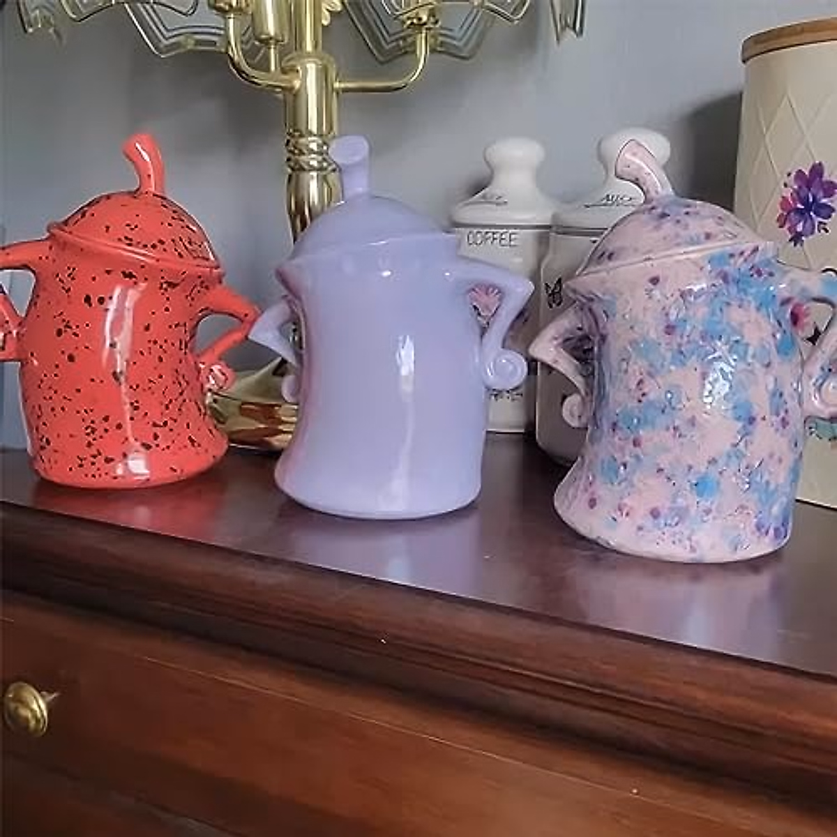 INFTOYCO Canister With Attitude, Fun Sassy Airtight Ceramic Food Storage Jar with Airtight Lid, Cute Ceramic Desktop Ornaments, Perfect for Coffee Tea Sugar Spices and More Food Jars (A)