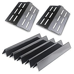 Plowo 7620 7622 Porcelain Steel Flavorizer Bars and Heat Deflector Grill Replacement Parts for Weber Genesis 300 Series E310 E320 E330 S310 S320 S330 E-310 E-320 S-310 S-320 E/S-330 EP/CEP-310