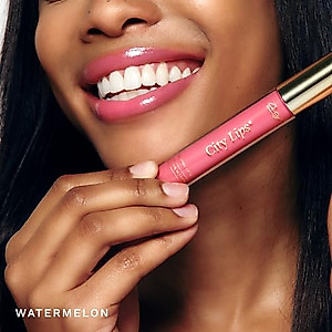 City Beauty City Lips Plumping Lip Gloss Watermelon - High-Shine Gloss for Fuller, Younger-Looking Lips | Hydrating & Smoothing Lip Treatment Hyaluronic Acid