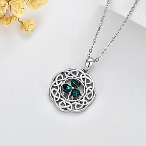 VONALA Clover Necklace with Crystal 925 Sterling Silver Celtic Shamrock Pendant Necklaces Irish Lucky Jewelry St Patricks Day Gifts for Women