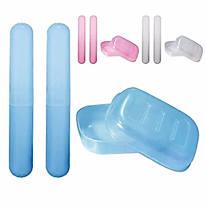 2 Sets Toothbrush Holder Cover Soap Dish Case Bath Containers Travel Organizer