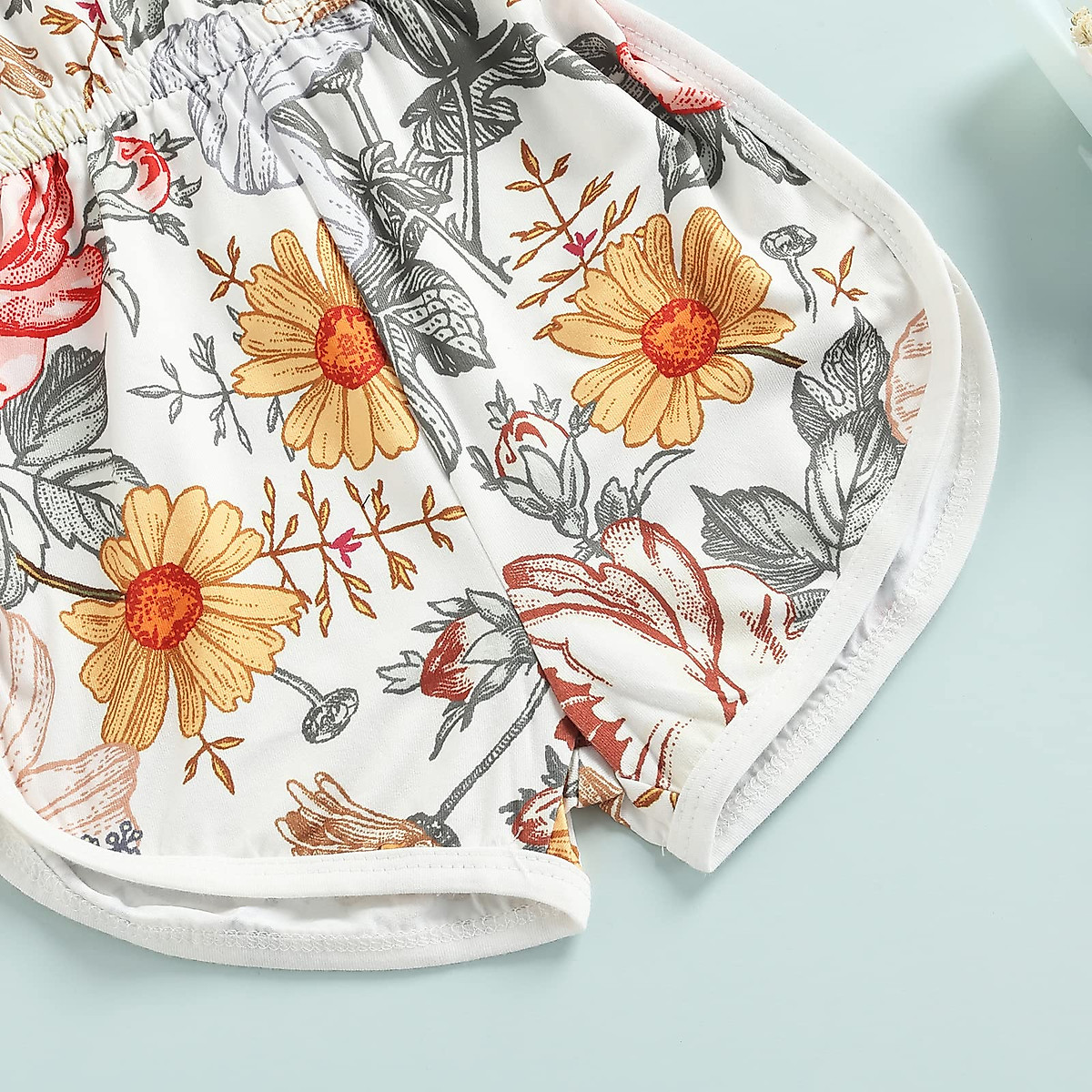 Bmnmsl Newborn Baby Girl Clothes Romper Floral Sleeveless Tie-Up Spaghetti Strap Halter Jumpsuit Infant Toddler Summer Sling Playsuit (A1 White Flower, 12-18 Months)