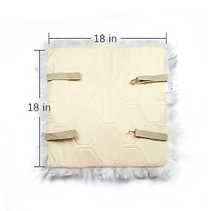 OKAYDA Natural Sheepskin Car Seat Cover Fluffy Square seat Cushion Universal Size Fit for Most Car, Truck, SUV, or Van (White)
